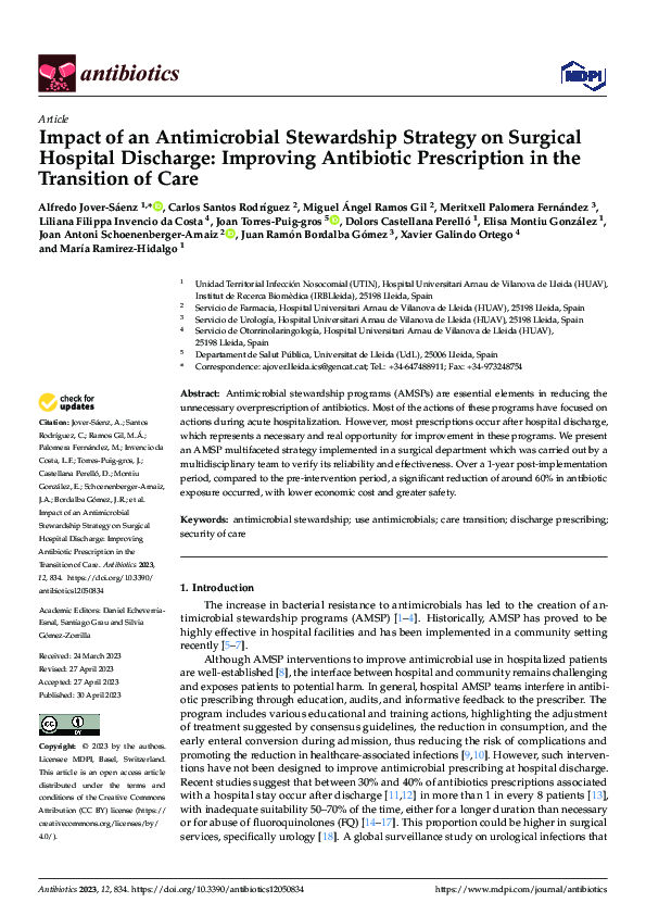 (PDF) Impact of an Antimicrobial Stewardship Strategy on Surgical Hospital Discharge: Improving ...