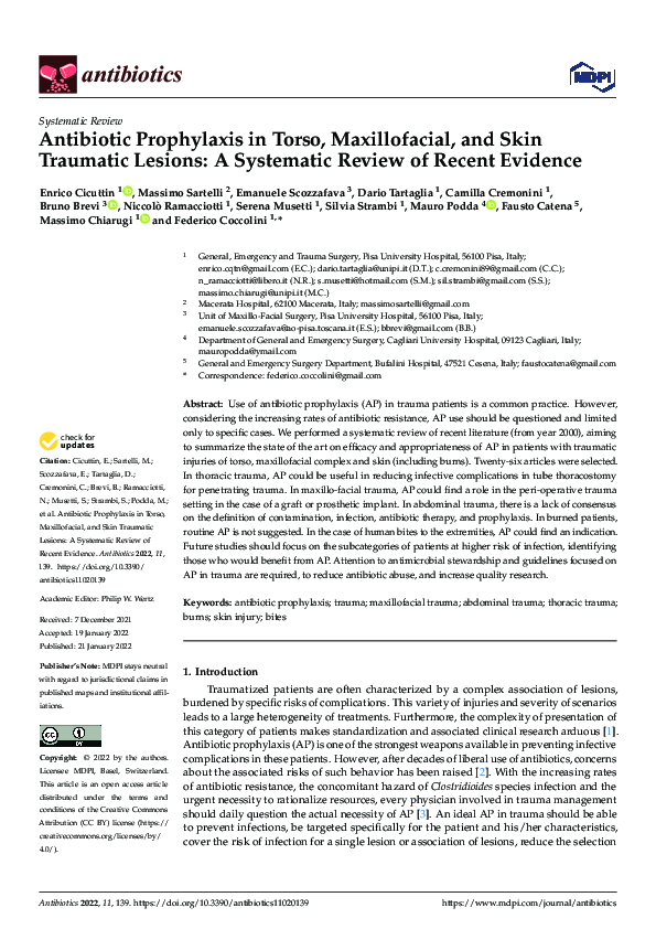 (PDF) Antibiotic Prophylaxis in Torso, Maxillofacial, and Skin ...