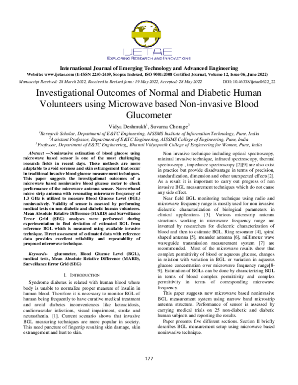 (PDF) Investigational Outcomes of Normal and Diabetic Human Volunteers ...