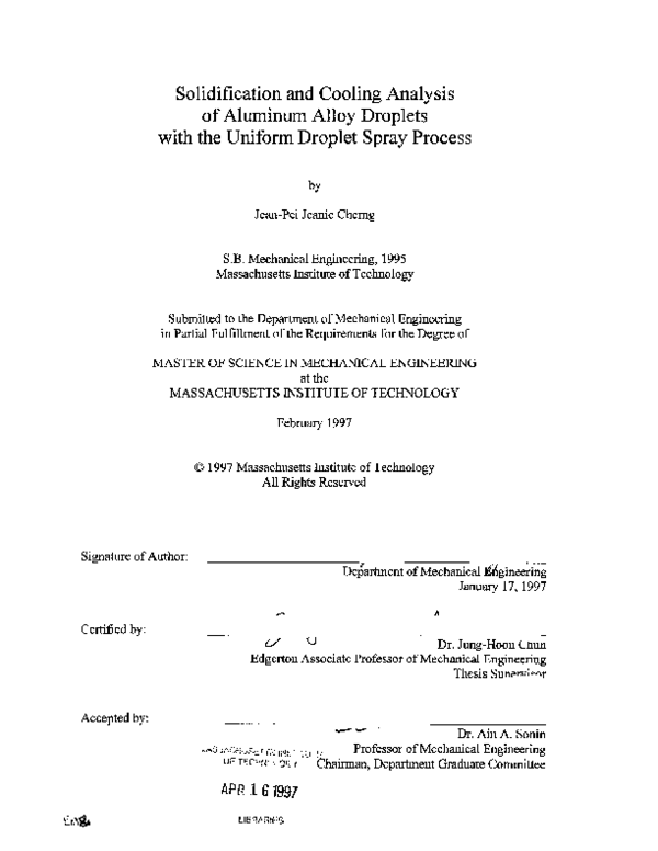 (PDF) Solidification and cooling analysis of aluminum alloy droplets ...