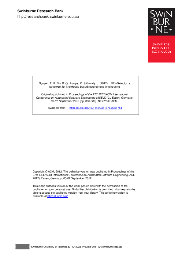 (PDF) REInDetector: a framework for knowledge-based requirements engineering | Bao Vo - Academia.edu