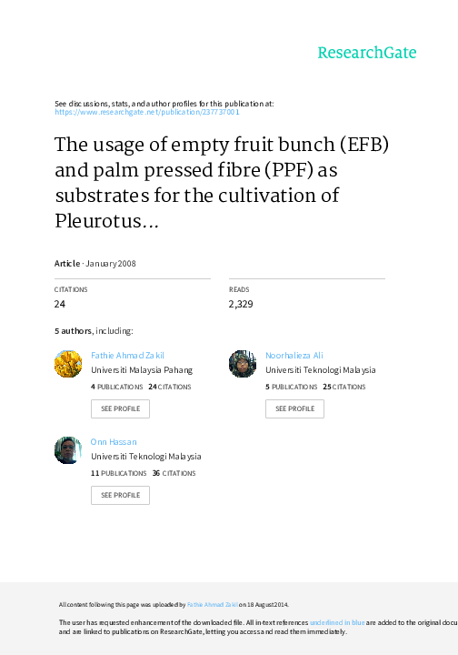 (PDF) The usage of empty fruit bunch and palm pressed fiber as ...