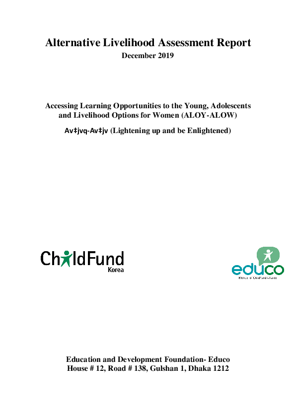 (PDF) 2019 Livelihood Assessment for ALOY-ALOW Project