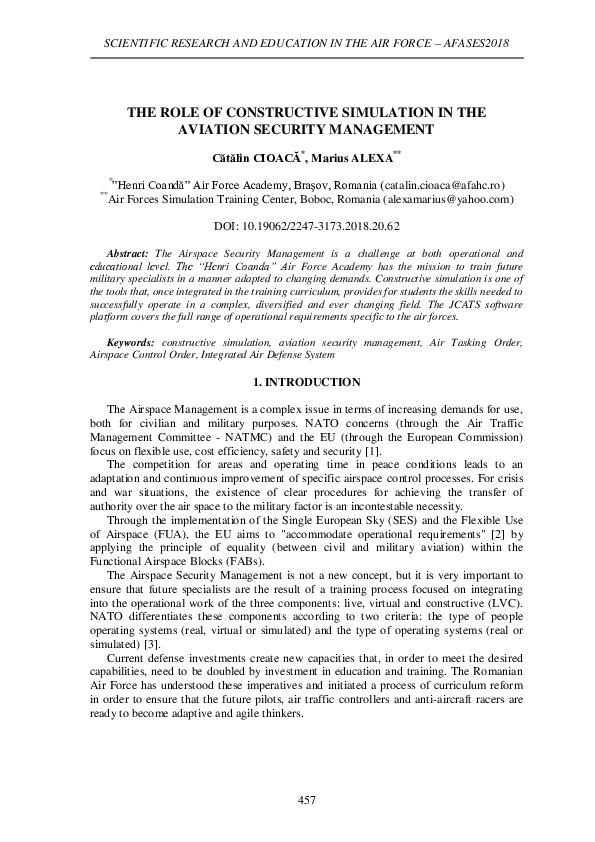(PDF) The Role of Constructive Simulation in the Aviation Security Management