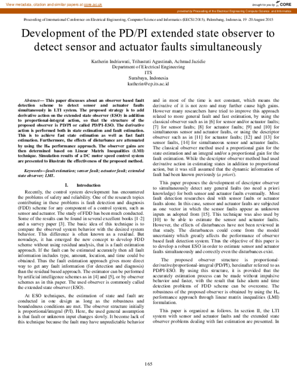 (PDF) Development of the PD/PI Extended State Observer to Detect Sensor ...