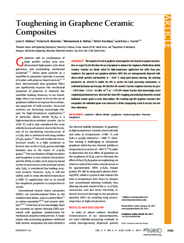 (PDF) Toughening in Graphene Ceramic Composites
