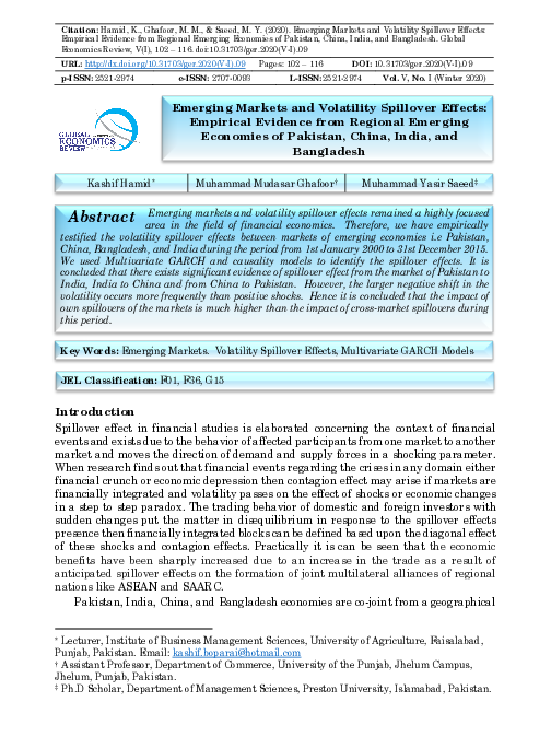 (PDF) Emerging Markets and Volatility Spillover Effects: Empirical Evidence from Regional ...