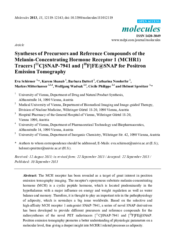(PDF) Article Syntheses of Precursors and Reference Compounds of the ...