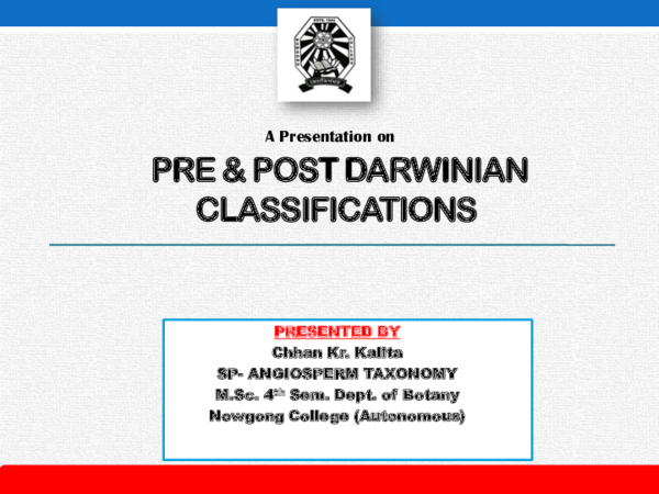 (PDF) A synoptic portrayal of the ‘Pre & Post Darwinian Classifications ...