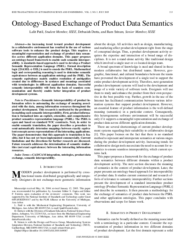 (PDF) Ontology-Based Exchange of Product Data Semantics