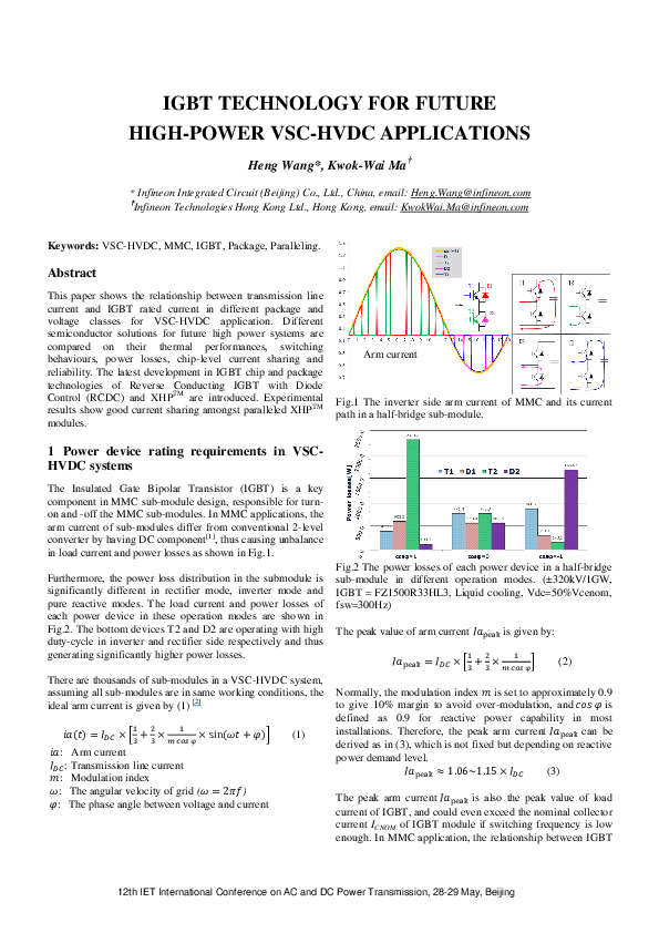 (PDF) IGBT TECHNOLOGY FOR FUTURE HIGH-POWER VSC-HVDC APPLICATIONS