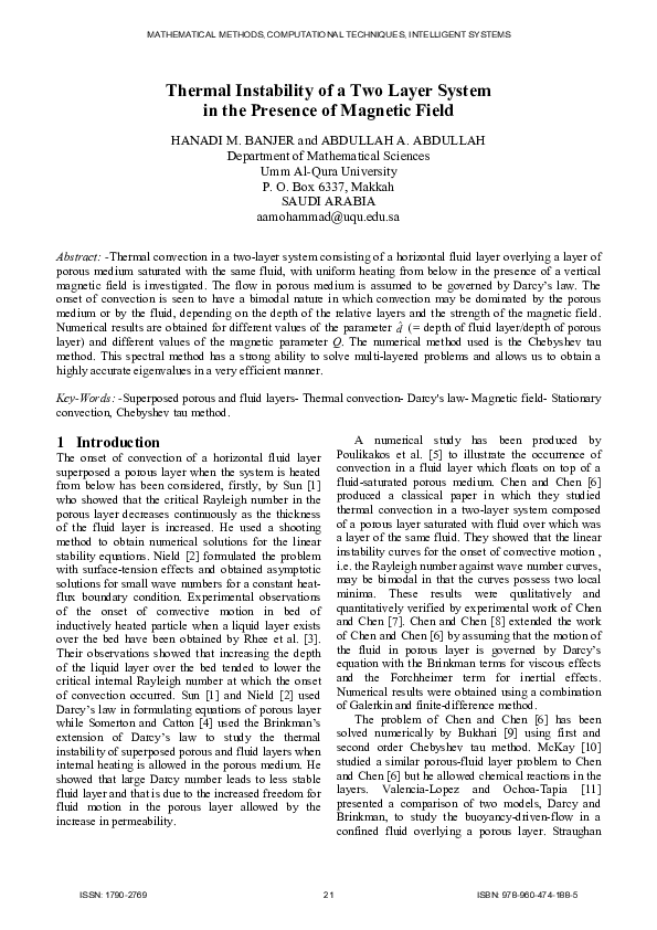 (PDF) Thermal instability of a two layer system in the presence of ...