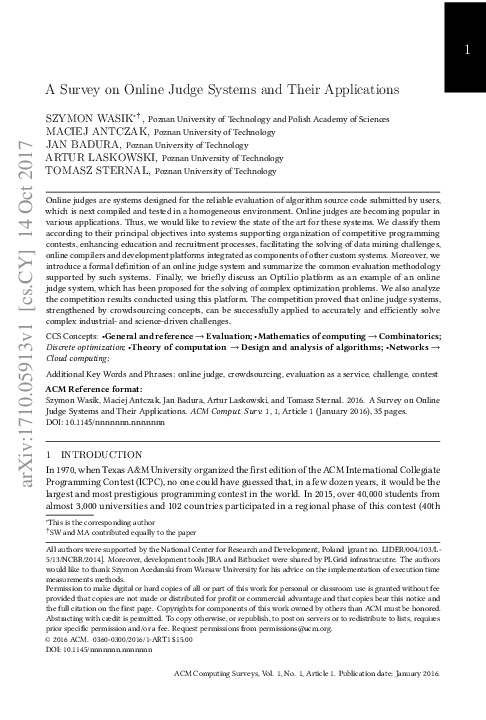 (PDF) 1 A Survey on Online Judge Systems and Their Applications