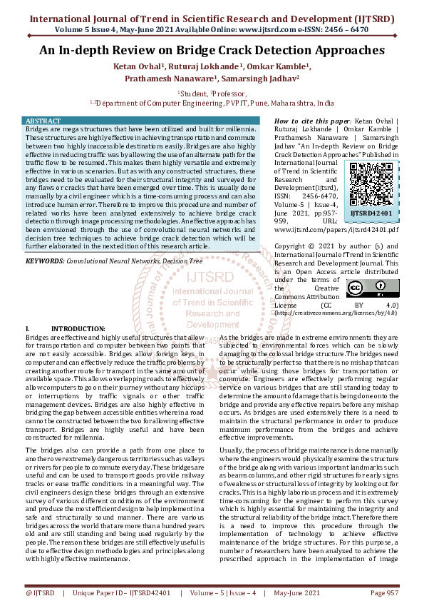 Pdf Bridge Crack Detection Using Ai Techniques