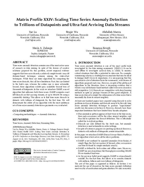 (PDF) Matrix Profile XXIV: Scaling Time Series Anomaly Detection to Trillions of Datapoints and ...