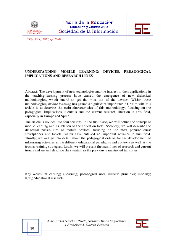 (PDF) Understanding mobile learning: devices, pedagogical implications ...