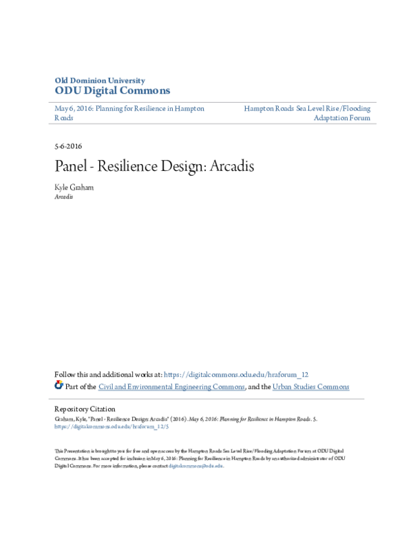 (PDF) Panel - Resilience Design: Arcadis