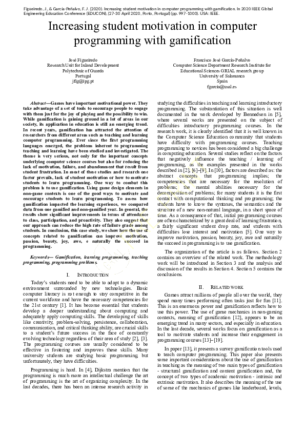 (PDF) Increasing student motivation in computer programming with ...