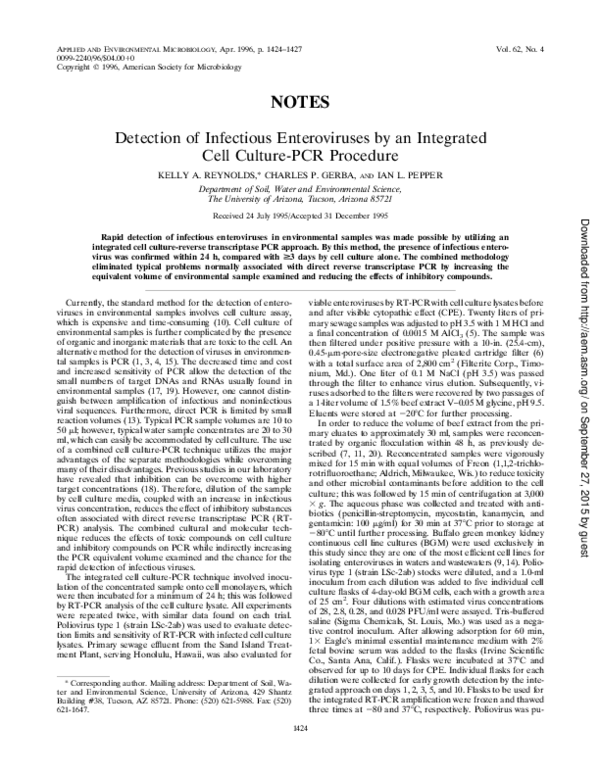 (PDF) Detection of infectious enteroviruses by an integrated cell ...