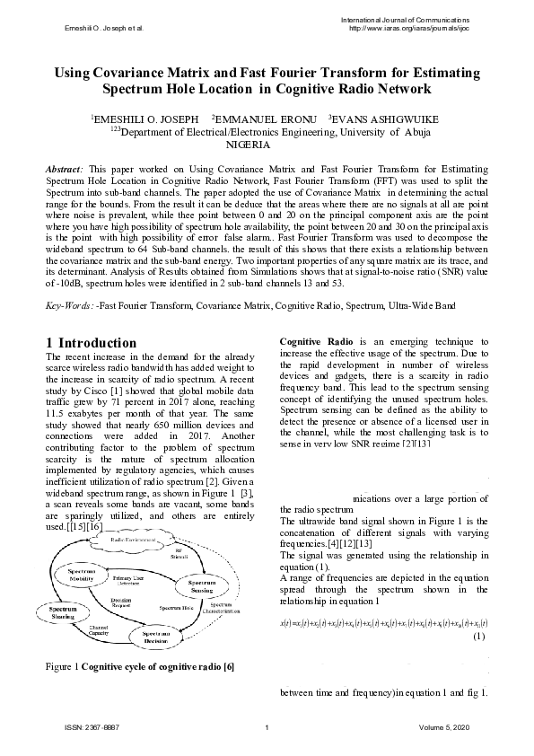 (PDF) Using Covariance Matrix and Fast Fourier Transform for Estimating Spectrum Hole Location ...