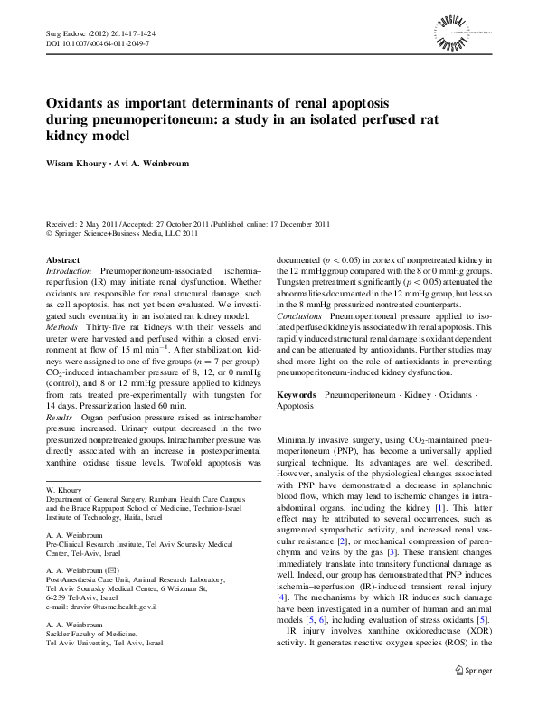 (PDF) Oxidants as important determinants of renal apoptosis during ...