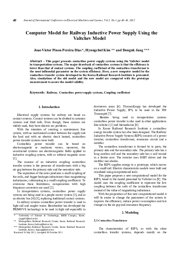(PDF) Computer model for railway inductive power supply using Valtchev ...