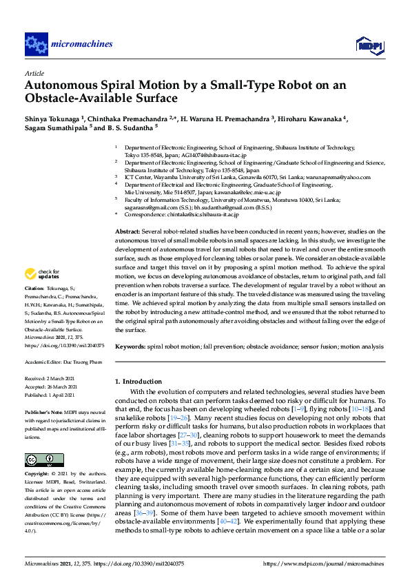 (PDF) Autonomous Spiral Motion by a Small-Type Robot on an Obstacle ...