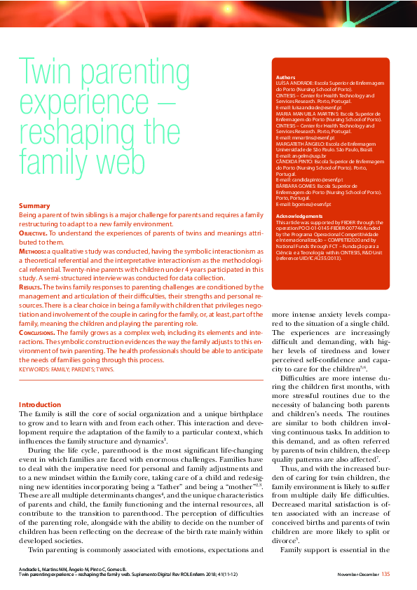 (PDF) Twin parenting experience – reshaping the family web