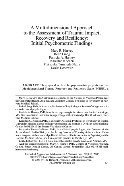 (PDF) A Multidimensional Approach to the Assessment of Trauma Impact ...