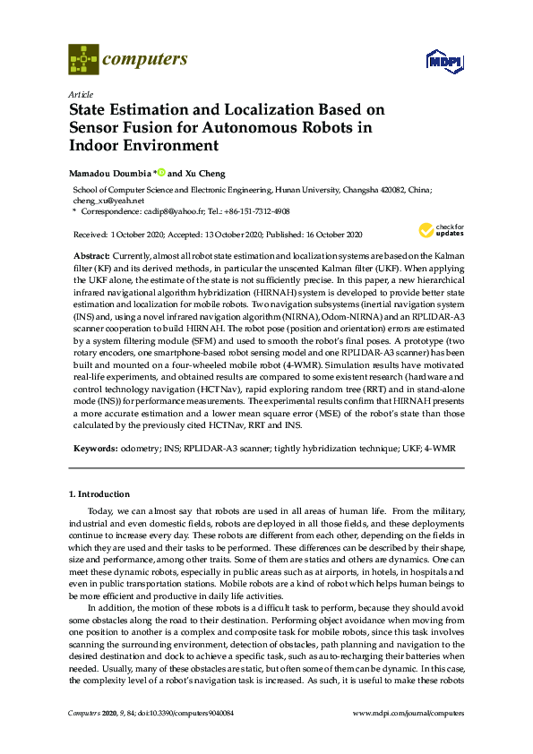(PDF) State Estimation and Localization Based on Sensor Fusion for ...
