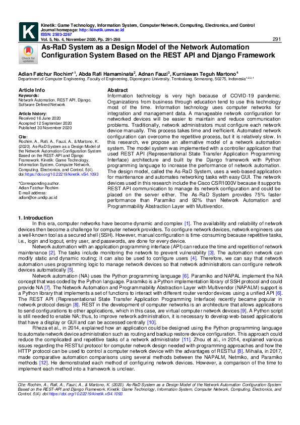 (PDF) As-RaD System as a Design Model of the Network Automation ...