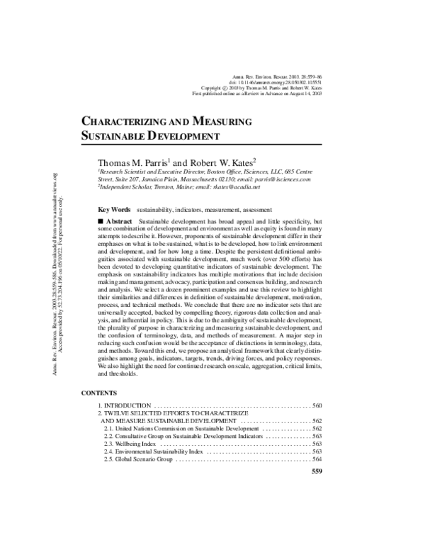 (PDF) Characterizing and Measuring Sustainable Development