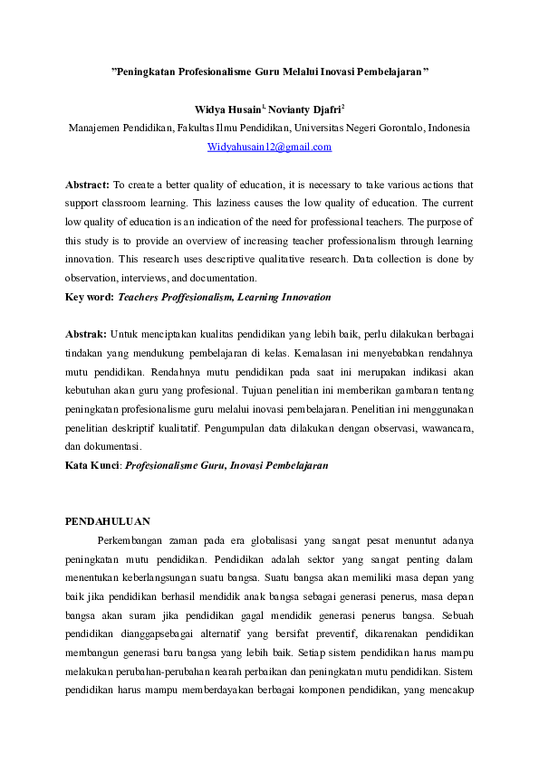 (DOC) "Peningkatan Profesionalisme Guru Melalui Inovasi Pembelajaran"