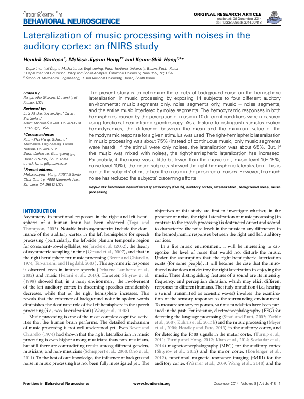 (PDF) Lateralization of music processing with noises in the auditory ...