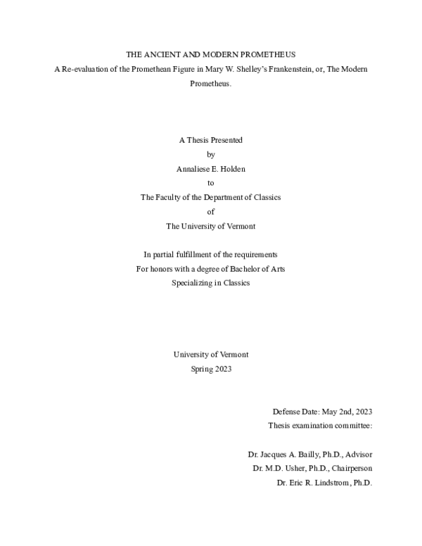 (PDF) The Ancient and Modern Prometheus: A Re-evaluation of the ...