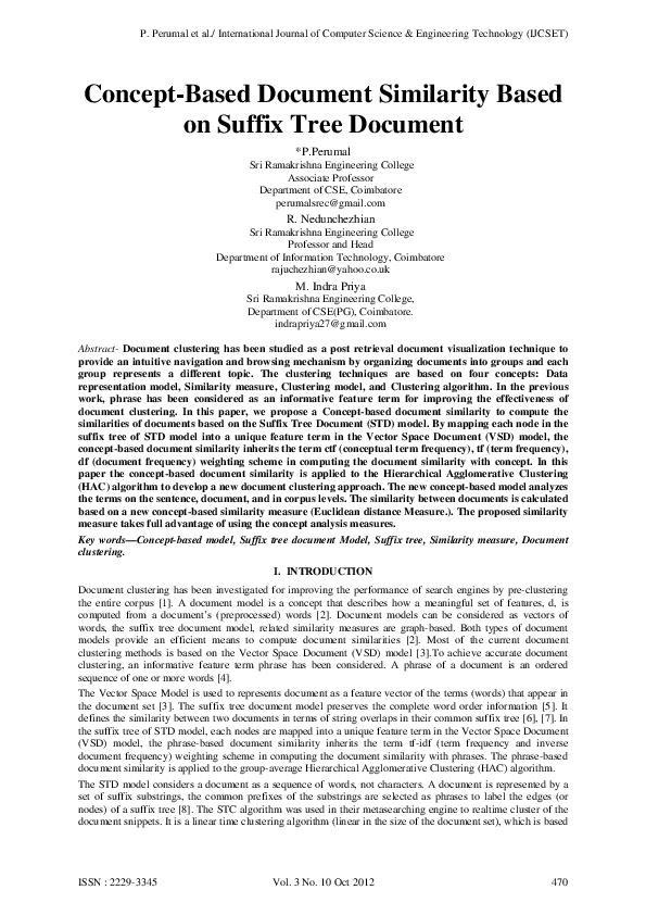 Pdf Concept Based Document Similarity Based On Suffix Tree Document