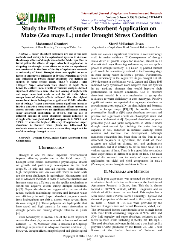 (PDF) Study the Effects of Super Absorbent Application on Maize (Zea ...