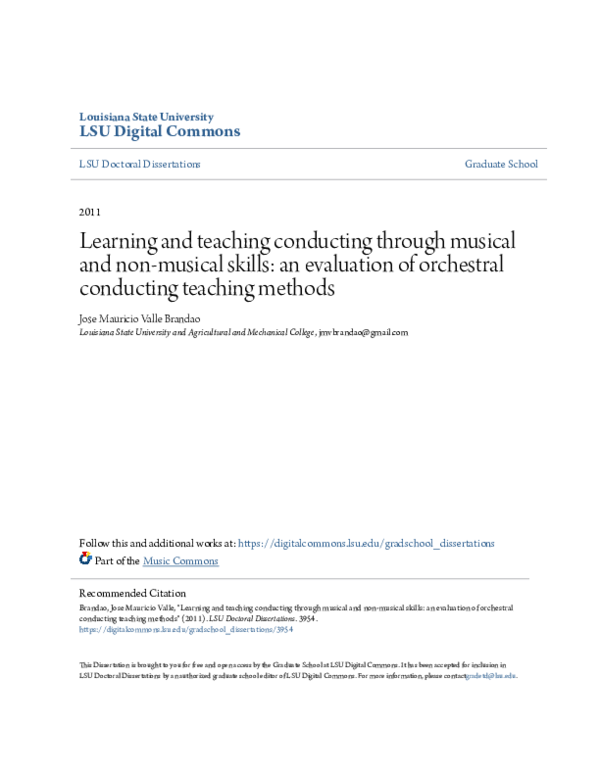(PDF) Learning and teaching conducting through musical and non-musical ...