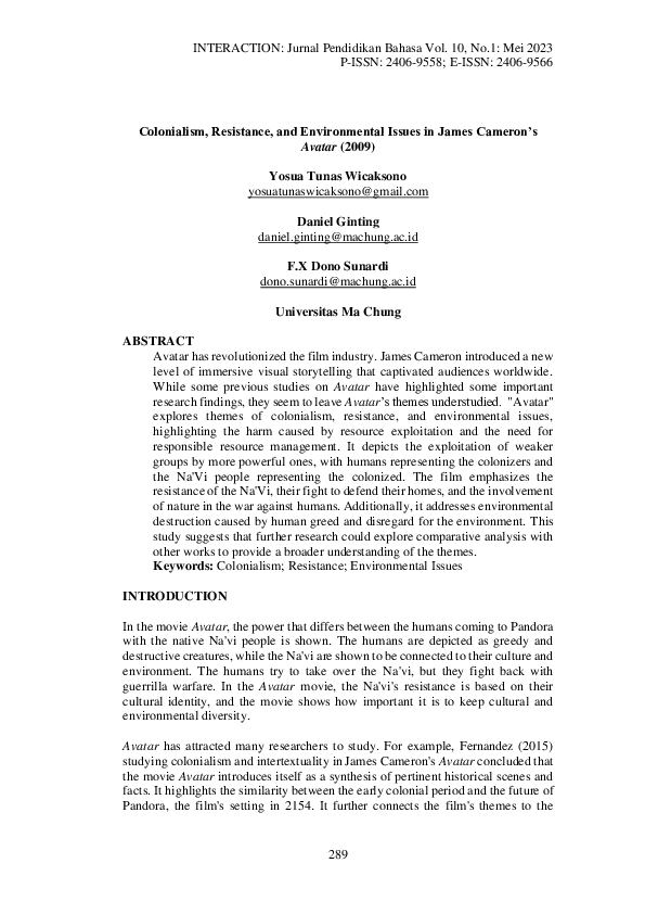 (PDF) Colonialism, Resistance, and Environmental Issues in James ...