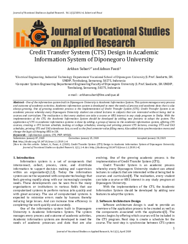 (PDF) Credit Transfer System (CTS) Design in Academic Information ...