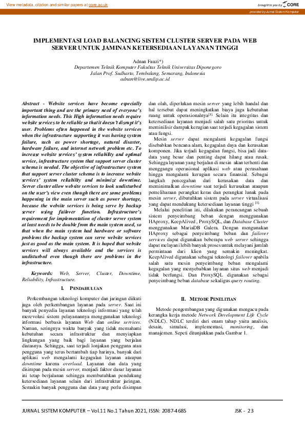 (PDF) Implementasi Load Balancing Sistem Cluster Server Pada Web Server ...