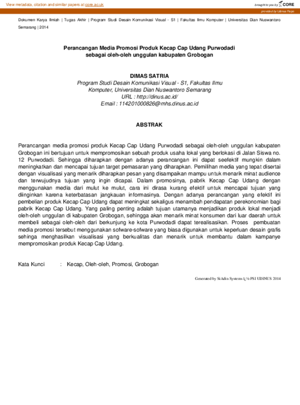 (PDF) Perancangan Media Promosi Produk Kecap Cap Udang Purwodadi ...