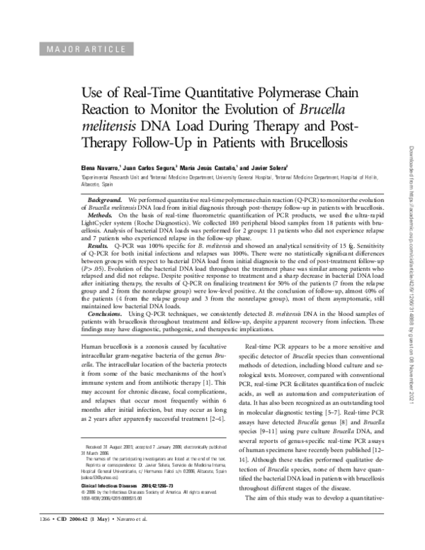 (PDF) Use of Real-Time Quantitative Polymerase Chain Reaction to ...