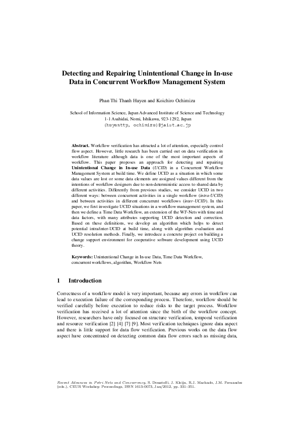 (PDF) Detecting and Repairing Unintentional Change in In-use Data in Concurrent Workflow ...