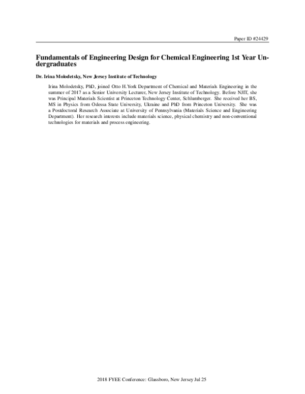 (PDF) Fundamentals of Engineering Design for Chemical Engineering 1st ...