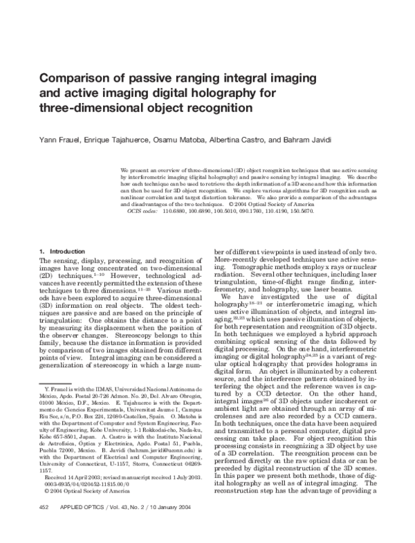 (PDF) Comparison of passive ranging integral imaging and active imaging ...