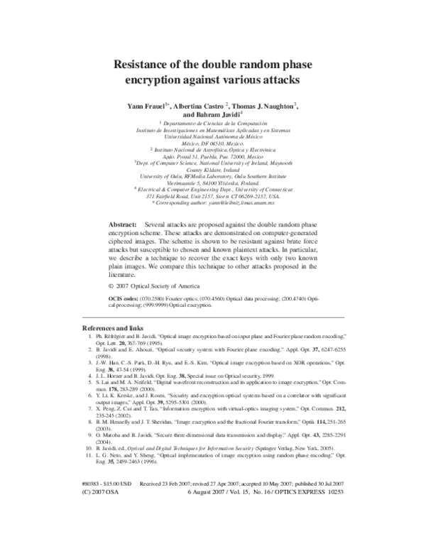 Pdf Double Random Phase Encryption Attack Resistance