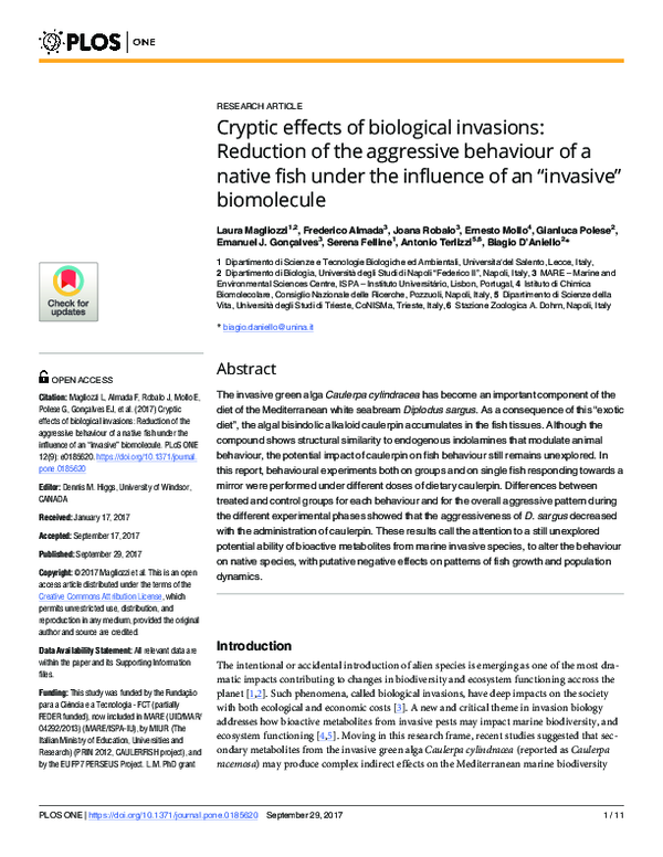 (PDF) Cryptic effects of biological invasions: Reduction of the ...