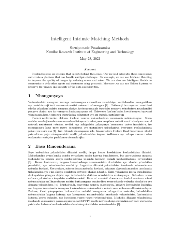 (PDF) Intelligent Intrinsic Matching Methods