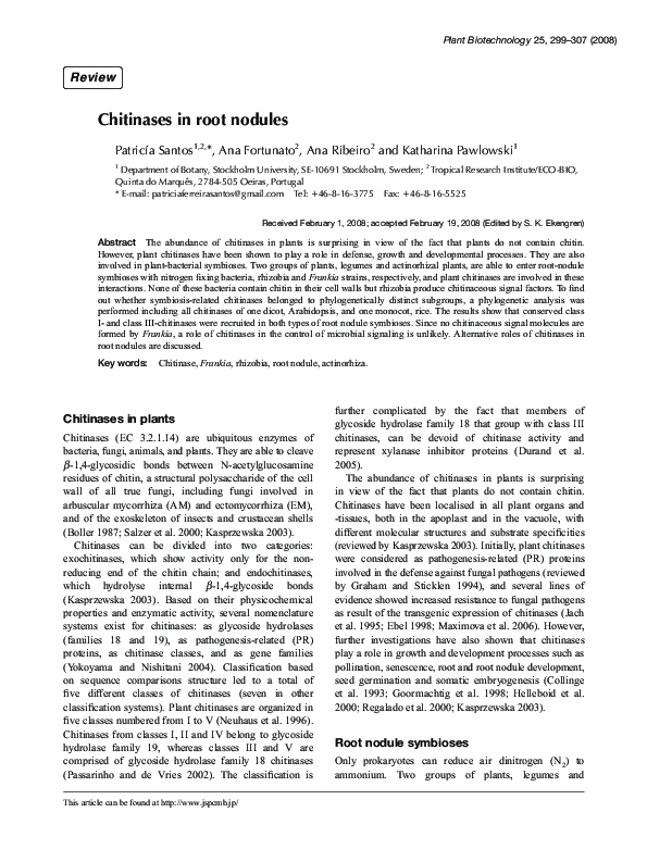 (PDF) Chitinases in root nodules